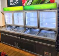 China Commercial Dual-Temperature Sliding Door Display Freezer 650L-900L Capacity with Danfoss Compressor for sale