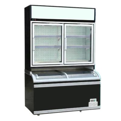 China 900L Multipurpose Double Glass Door Upright Freezer with Danfoss Compressor - 220V/50-60Hz Dual Zone Commercial Refrigeration for sale