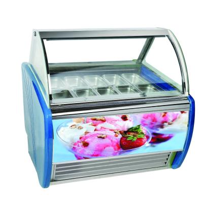 China Commercial Double Row 10 Pans Ice Cream Display Freezer - 1930×760×1300mm, -22°C Temperature Range for sale