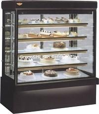 China Vertical Cake Display Freezer 1200-1800mm with 2-10℃ Temperature Range and LED Lighting for sale