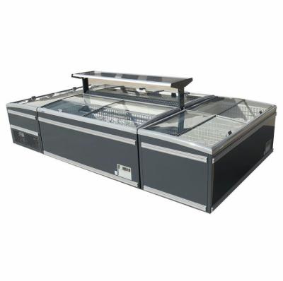 China Curved Glass Door Combination Open Top Island Freezer 1850x850x860mm with Danfoss Compressor -18°C to -25°C Temperature Range for sale