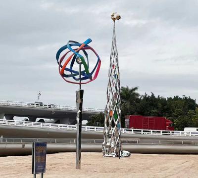 China Contemporary Stainless Steel Large Outdoor Sculpture 10.0 Meter Height for sale