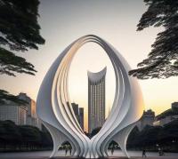 China Metal Outdoor Modern Art Sculpture Abstract Painted For Building Decoration for sale