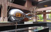 China Polished Modern Abstract Sculpture Stainless Steel Water Cloud For Plaza Decoration for sale