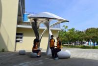China Painted Outside Abstract Mirror Stainless Steel Sculpture as decoration for sale
