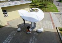 China Painted Outside Abstract Mirror Stainless Steel Sculpture as decoration for sale