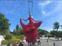 China contemporary Garden Statues And Sculptures Red Baking Varnished Forging for sale