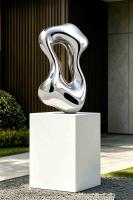 China Polished Mirror 316L Stainless Steel Abstract Sculpture Customizable for Modern Interior Decoration for sale