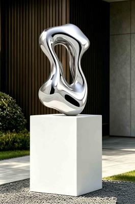 China Polished Mirror 316L Stainless Steel Abstract Sculpture Customizable for Modern Interior Decoration for sale