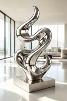 China Polished Mirror 316L Stainless Steel Abstract Sculpture Customizable for Modern Interior Decoration for sale
