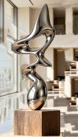China Polished Mirror 316L Stainless Steel Abstract Sculpture Customizable for Modern Interior Decoration for sale