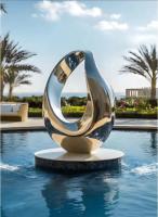 China Contemporary 316L Stainless Steel Mirror Polished Abstract Metal Fountain Sculpture for Garden and Outdoor Decor for sale