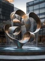 China Contemporary 316L Stainless Steel Mirror Polished Abstract Metal Fountain Sculpture for Garden and Outdoor Decor for sale