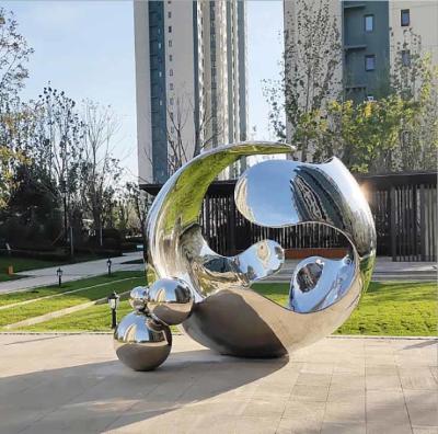 China 2.5 Meter High Modern Design Polished Mirror Stainless Steel Sculpture for Urban Decoration for sale