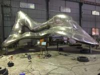 China Large Outdoor Sculpture Mirror Polished Abstract Modern Stainless Steel Landmark 8 Meter Length for sale