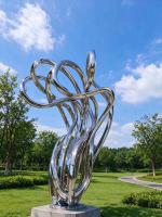 China Modern Abstract Sculpture Stainless Steel Mirror Polished Surface Outdoor Garden Lawn Decoration Artistic Fluid Curves for sale