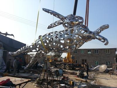 China Contemporary Metal Animal Lawn Ornaments Stainless Steel Running Rabbit for sale