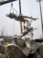 China Public Art Large Outdoor Garden Statues Stainless Steel Flying Fairy Painted for sale
