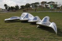 China Mirror Surface Large Metal Outdoor Sculpture Abstract 6.6 Meter Length for sale