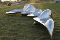 China Mirror Surface Large Metal Outdoor Sculpture Abstract 6.6 Meter Length for sale