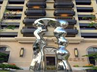 China Handmade Abstract Large Yard Art Sculptures Stainless Steel Waterfall for sale