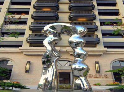 China Handmade Abstract Large Yard Art Sculptures Stainless Steel Waterfall for sale