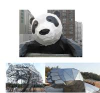 China Outdoor Panda Large Garden Art Sculptures Stainless Steel Baking Varnish for sale