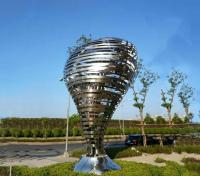 China Outdoor Stainless Steel Art Sculptures Flower Bud Polished Mirror Surface for sale