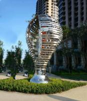 China Outdoor Stainless Steel Art Sculptures Flower Bud Polished Mirror Surface for sale