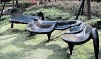 China Contemporary Stainless Steel Sculpture Mirror Polished Metal Lawn Art Style for sale