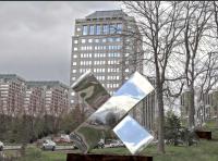 China Yard Art Large Abstract Metal Sculpture Modern Design Polished Mirror Color for sale