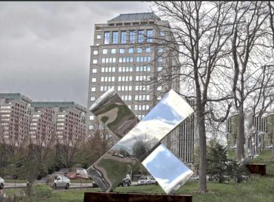 China Yard Art Large Abstract Metal Sculpture Modern Design Polished Mirror Color for sale
