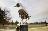 China Large Metal Stainless Steel Animal Sculptures Outdoor Decoration Mirror Polish for sale