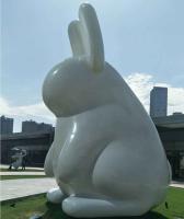 China Creative Cute Metal Rabbit Sculpture White Stainless Steel Baking Varnish for sale