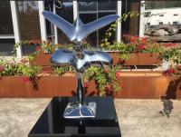 China Abstract Metal Animal Sculptures Modern Art Stainless Steel Flying Eagle for sale