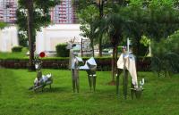 China Contemporary Metal Deer Sculptures , Abstract Metal Lawn Sculptures Street Decoration for sale