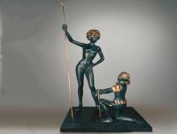 China Handmade Bronze Modern Interior Sculptures Metal Art Painted Abstract Figure for sale