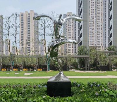 China Contemporary Lawn Garden Ornaments Statues Abstract Stainless Steel Sculpture for sale