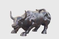 China Large Size Outdoor Metal Animal Sculptures Bronze Wall Street Bull Sculpture for sale