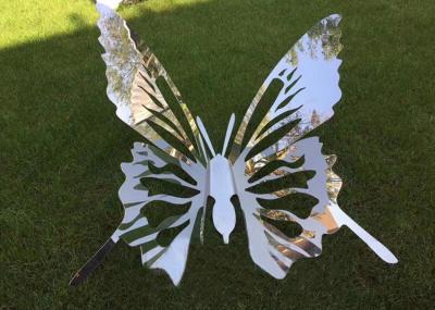 China Fairy Garden Ornaments Sculptures Modern Art Stainless Steel Flying Butterfly for sale