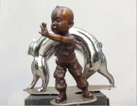 China Yard Decoration Funny Garden Art Outdoor Metal Sculpture Mirror Surface for sale