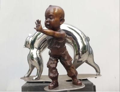 China Yard Decoration Funny Garden Art Outdoor Metal Sculpture Mirror Surface for sale