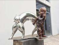 China Yard Decoration Funny Garden Art Outdoor Metal Sculpture Mirror Surface for sale