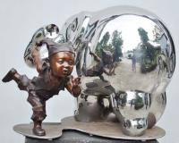 China Modern Outdoor Metal Figure Sculpture , Stainless Steel Animal Sculpture for sale