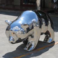 China Modern Outdoor Panda Metal Animal Sculptures Stainless Steel Garden Ornaments for sale