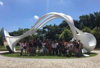 China Square Decoration Large Outdoor Sculpture , Stainless Steel Abstract Sculpture for sale