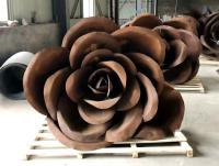 China Modern Flower Corten Steel Sculpture For Garden Decoration for sale