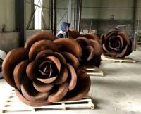 China Modern Flower Corten Steel Sculpture For Garden Decoration for sale