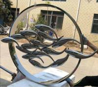 China Modern Mirror Fish Group Welding Stainless Steel Art Sculptures for sale
