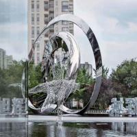 China Height 5.5 Meter Polished SS Garden Ornaments Statues, Metal Art Statues for sale